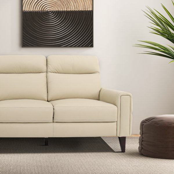 Corrigan Studio® Rahim 78.7" Wide Mid Century Modern Leather Incliner Sofa with Adjustable ...